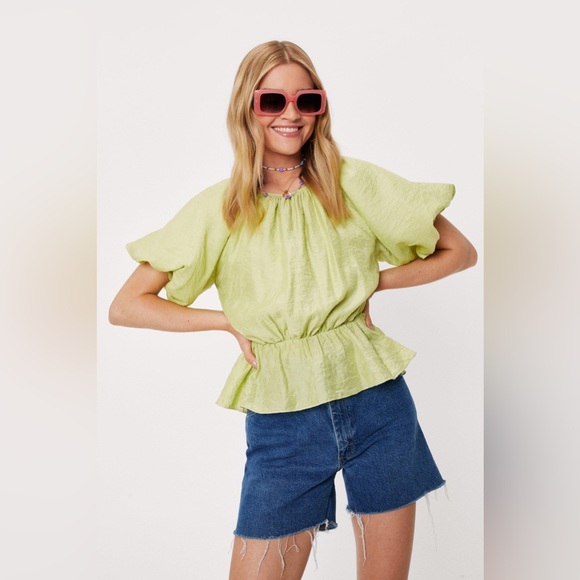 Tops | Never Worn Before Extreme Puff Sleeve Backless Blouse | Poshmark